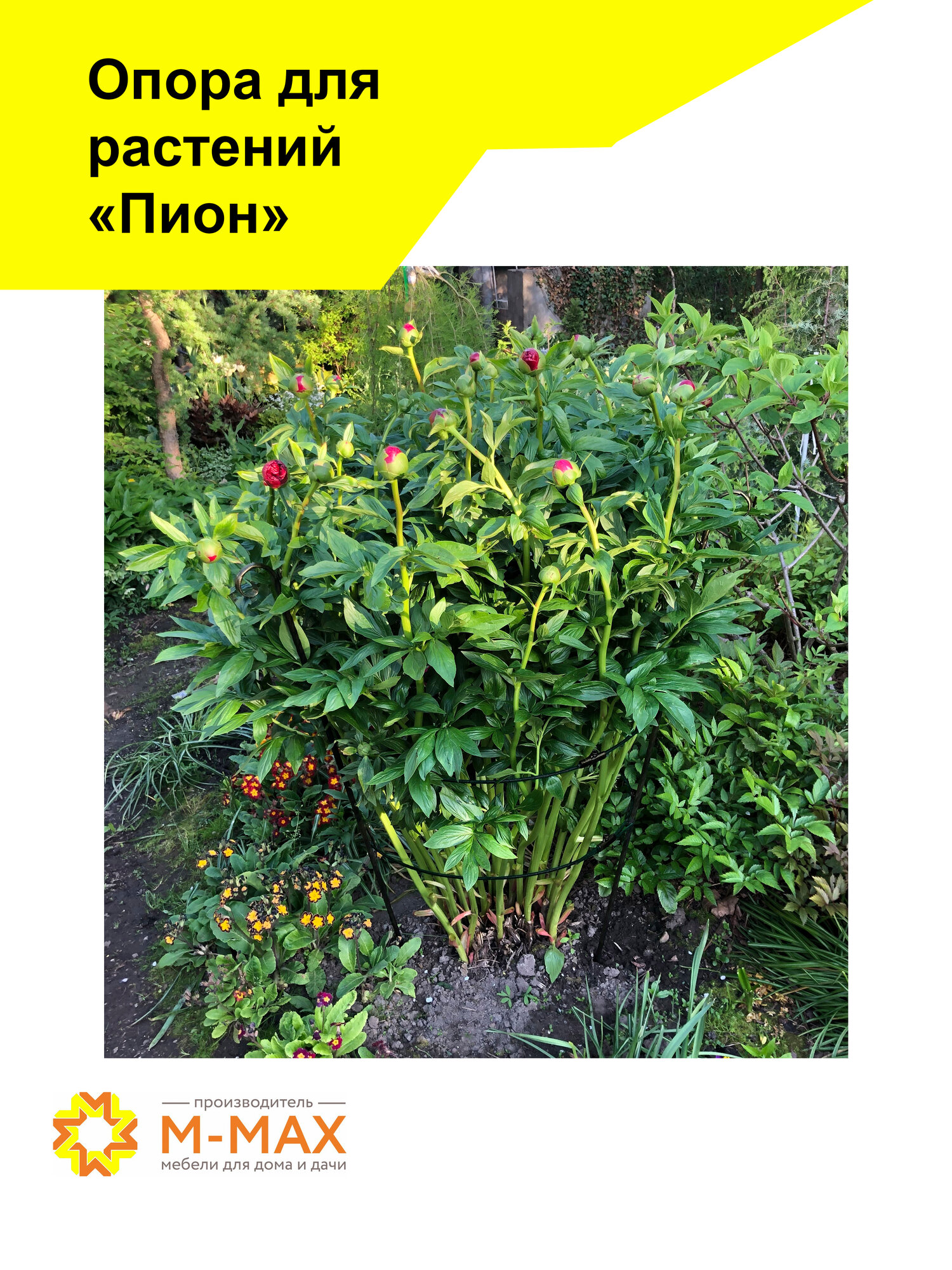 Опора для растений М-МАХ "Пион", металл, высота 107см, диаметр 30-66см — фото 1