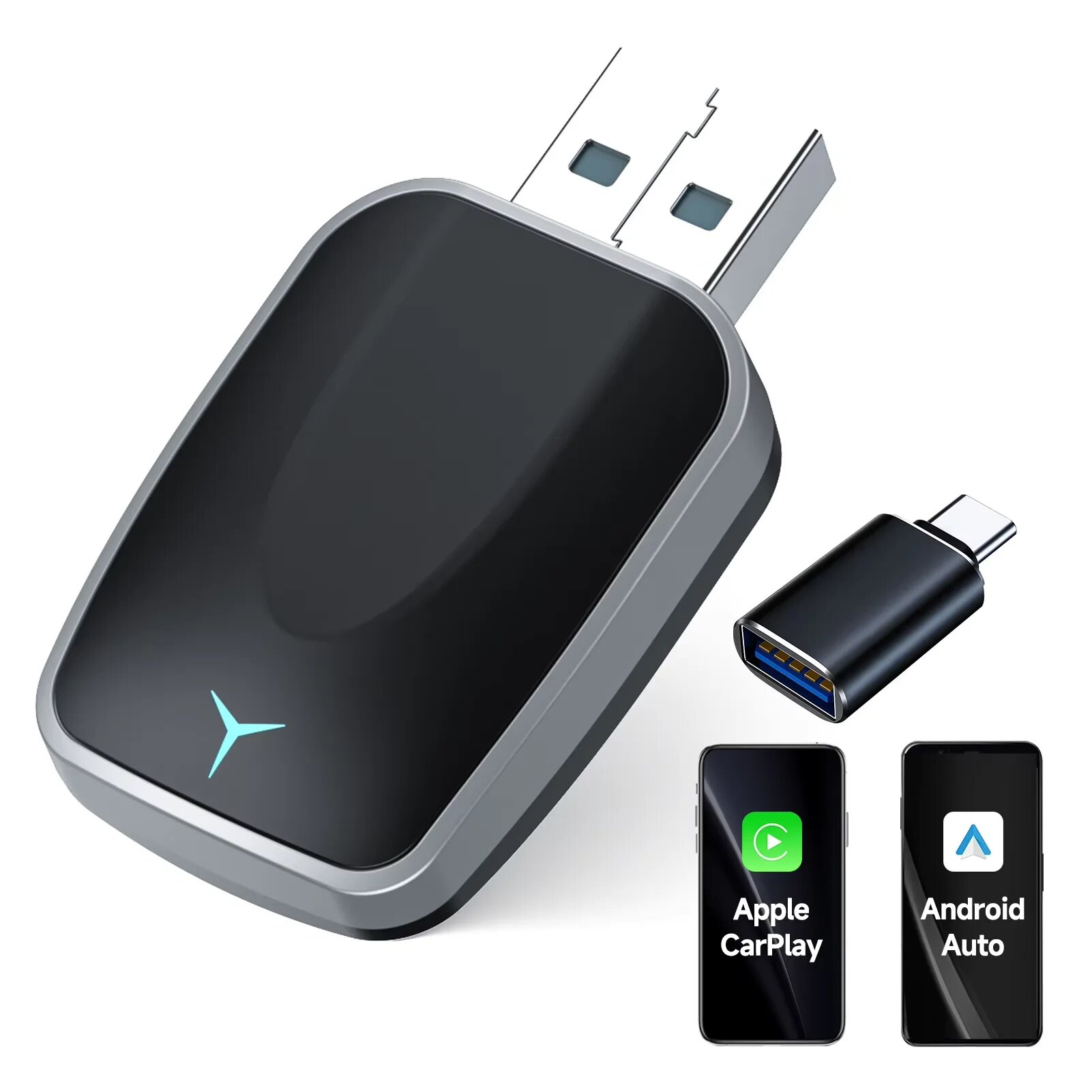 Педальный проводной-беспроводной адаптер CarPlay 2-в-1 и беспроводной адаптер Android Auto Plug & Play