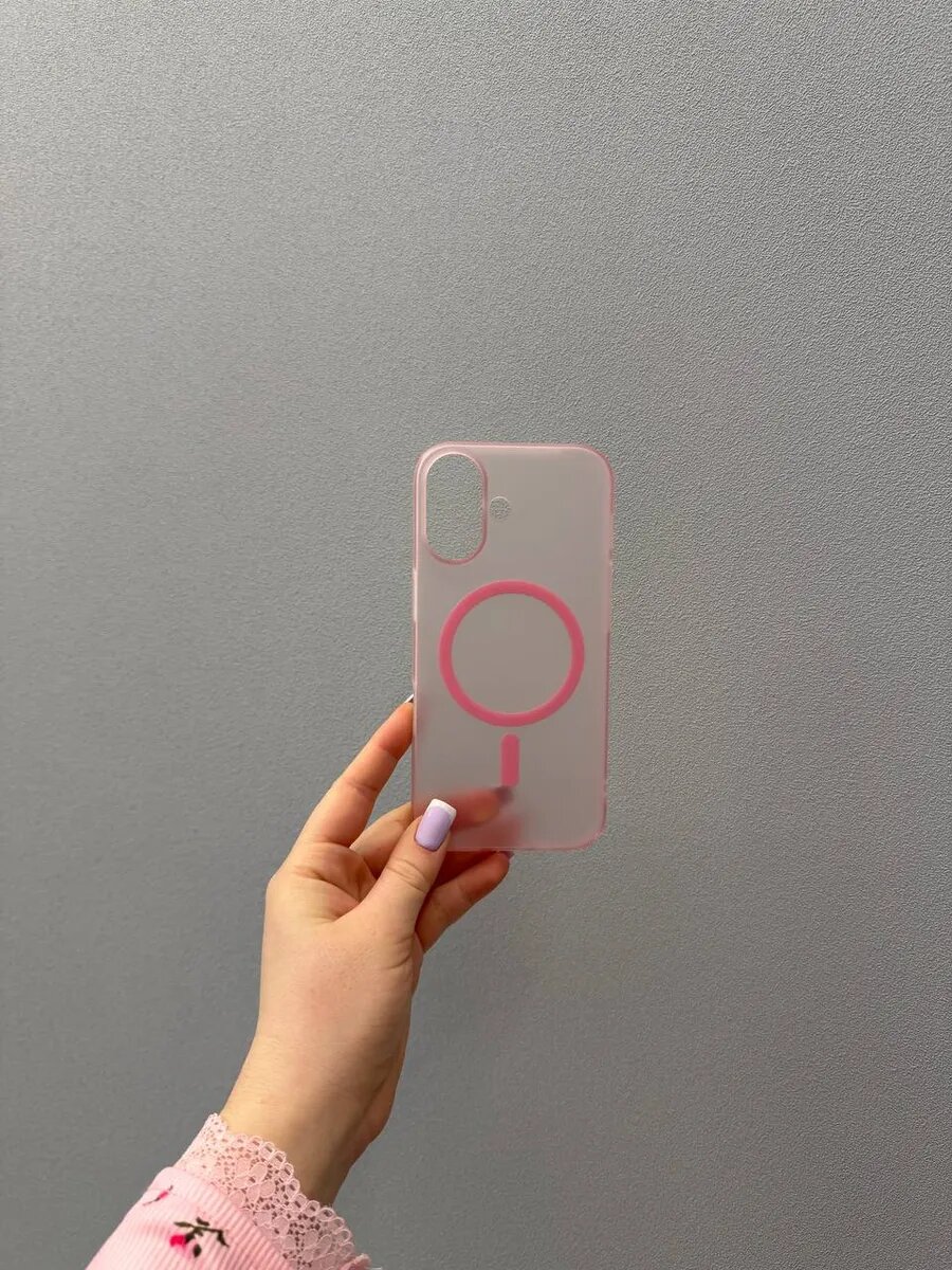 Чехол, для iPhone 17, поддержка беспроводной зарядки, усиленные углы, розовый — фото 1