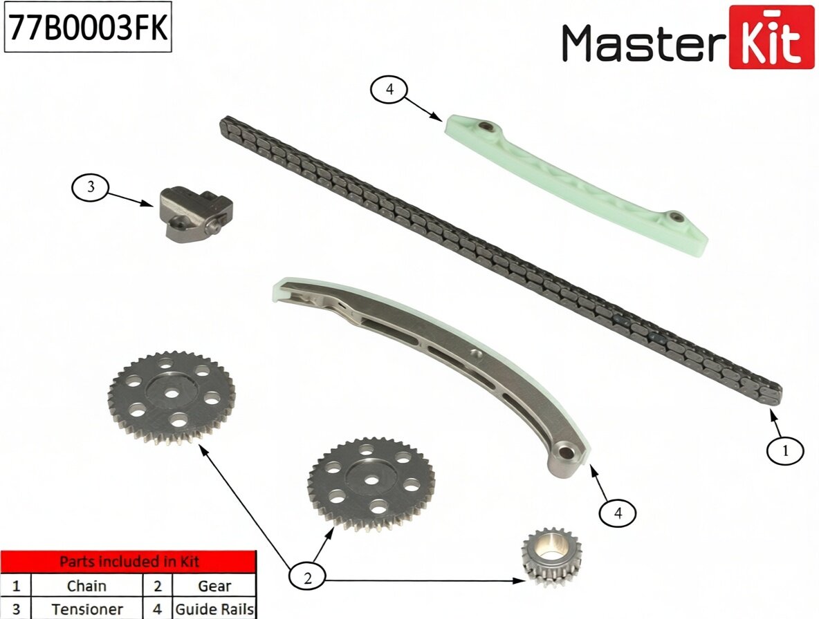 Комплект цепи ГРМ Masterkit 77B0003FK