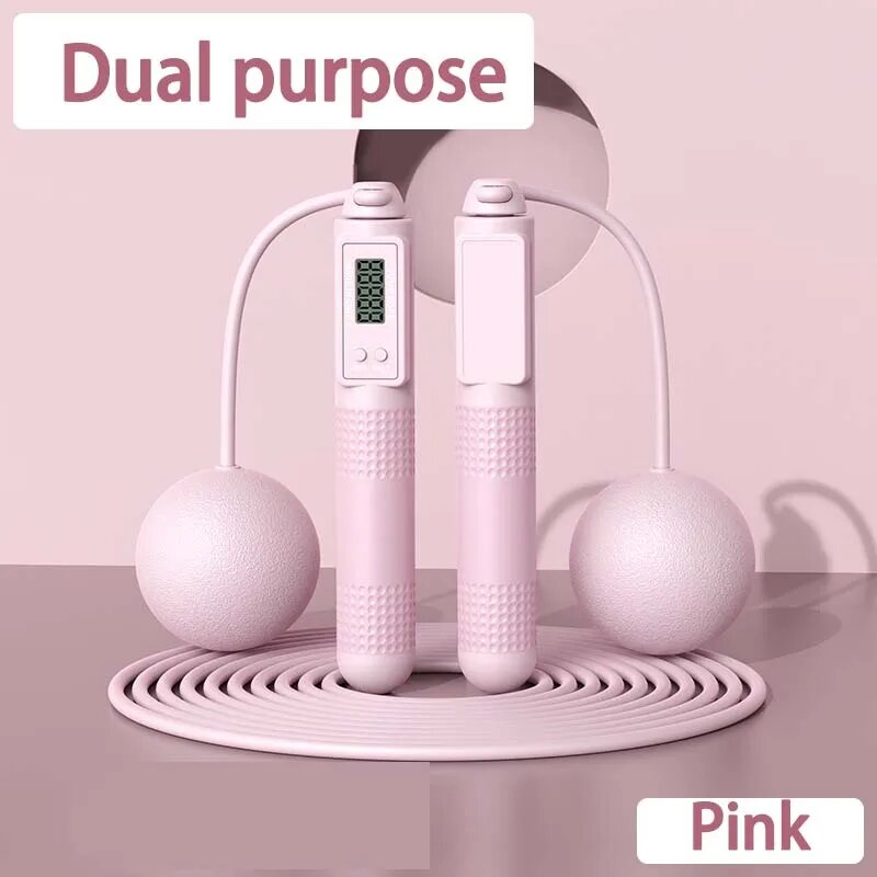 Скакалка регулируемая ABS+ПВХ Розовый, dual purpose-pink