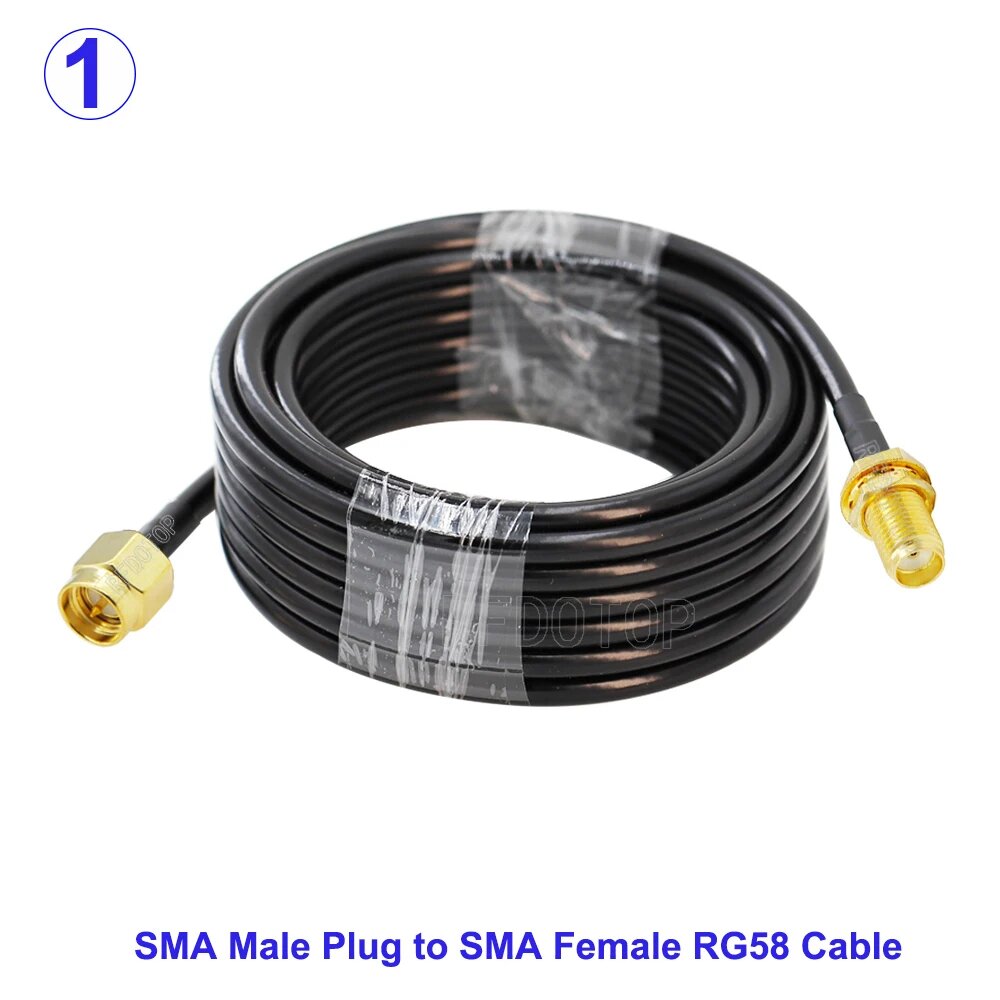 RFDOTOP RG58 кабель SMA-SMA 50 Ом 2M, SMA M to SMA F