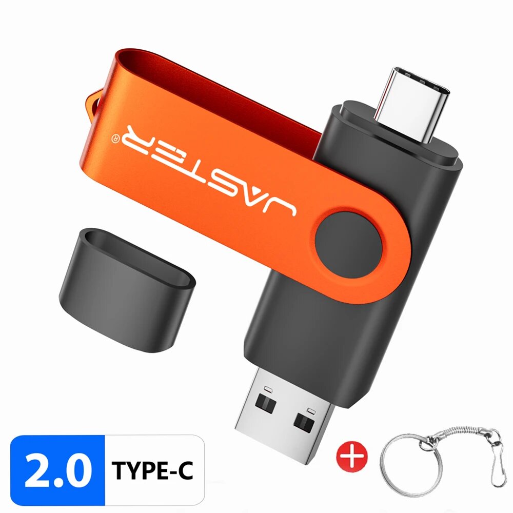 JASTER USB флешка Type-C металлическая 4/8/16/32/64 ГБ Красный, 64 GB, Orange