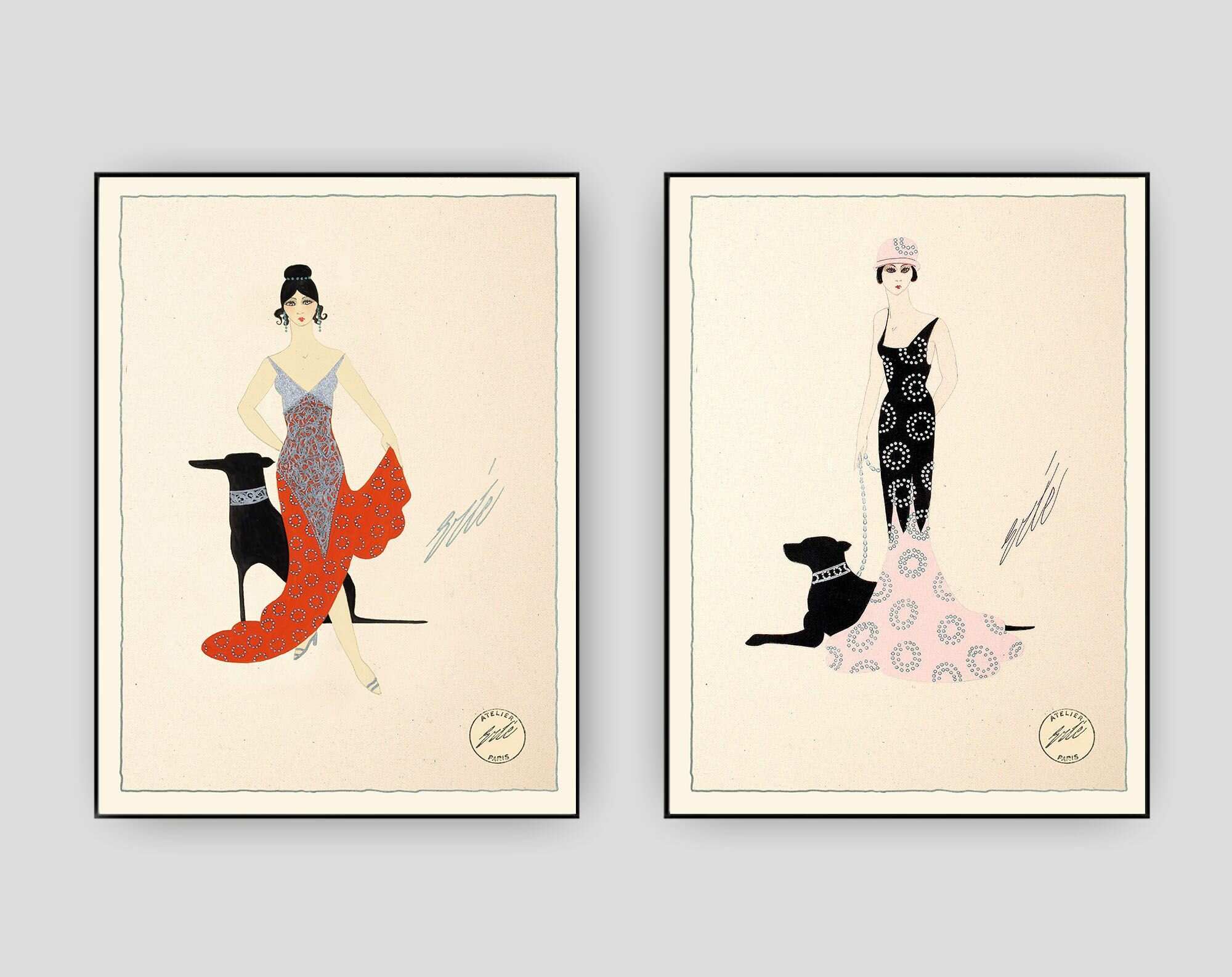 Набор постеров арт-деко "Женская Мода" Жорж Барбье / Art Deco George Barbier, размер А3, без рамы.