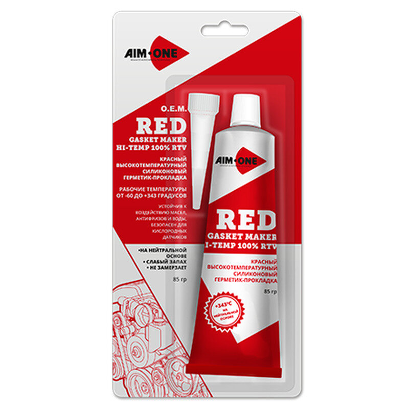 Герметик для прокладок 85гр. Красный AIM-ONE. RED RTV Gasket Maker Neutral Type