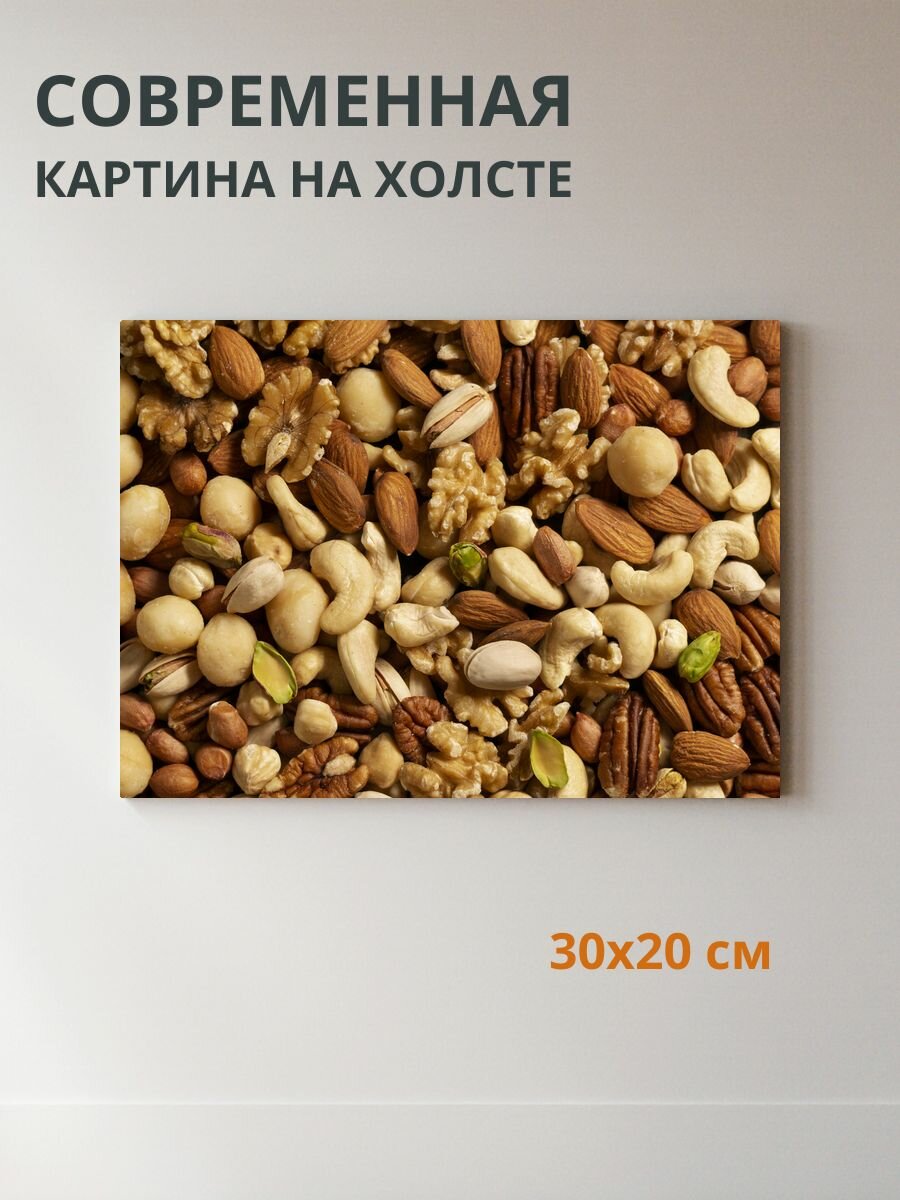 Картина на холсте Ассорти орехов 30x20 см