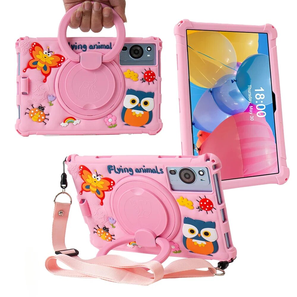 Детский силиконовый чехол для планшета Teclast Greliana Розовый, Teclast P30 P30S, Pink with belt