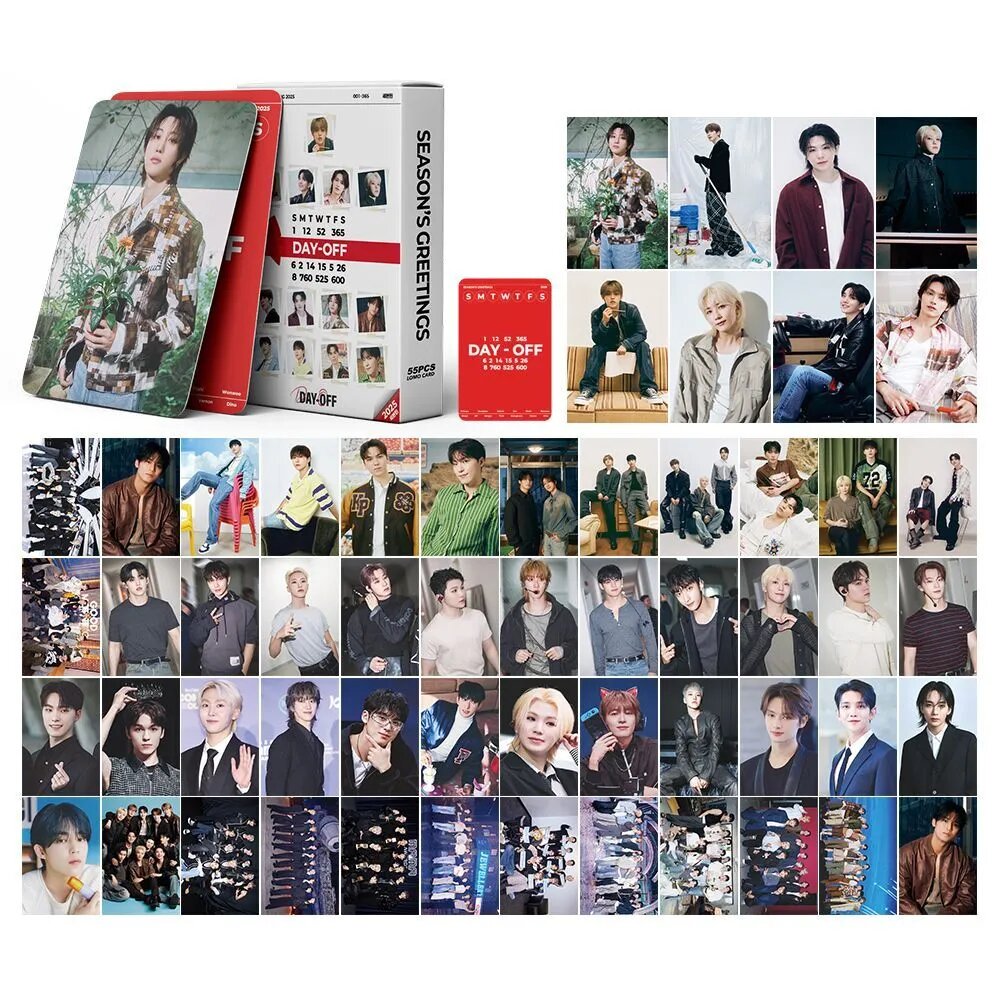 SEVENTEEN Season's Greetings 2025 LOMO Cards 55 шт. SEV DAY OFF Album K-POP Mini Photo 2025 Коллекционный постер айдола для фанатов