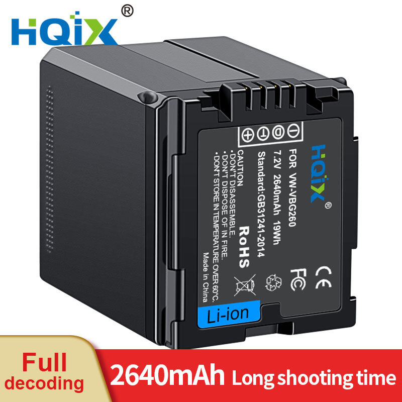 HQIX для Panasonic SDR-SD9 H18 DX3 SD7 HDC-HS100 SD1 SD5 HS350 SD200 HS100 камера VW-VBG260 зарядное устройство Аккумулятор