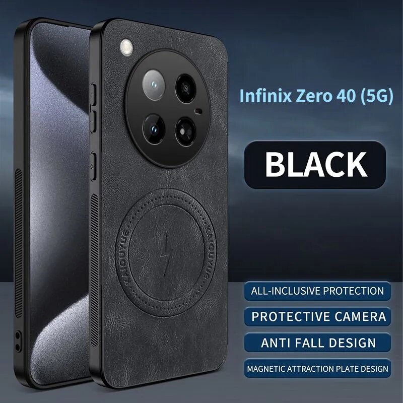 Роскошная кожа MagSafe Чехол для Infinix Zero 40 (5G) (Инфиникс Зеро 40 5Г)