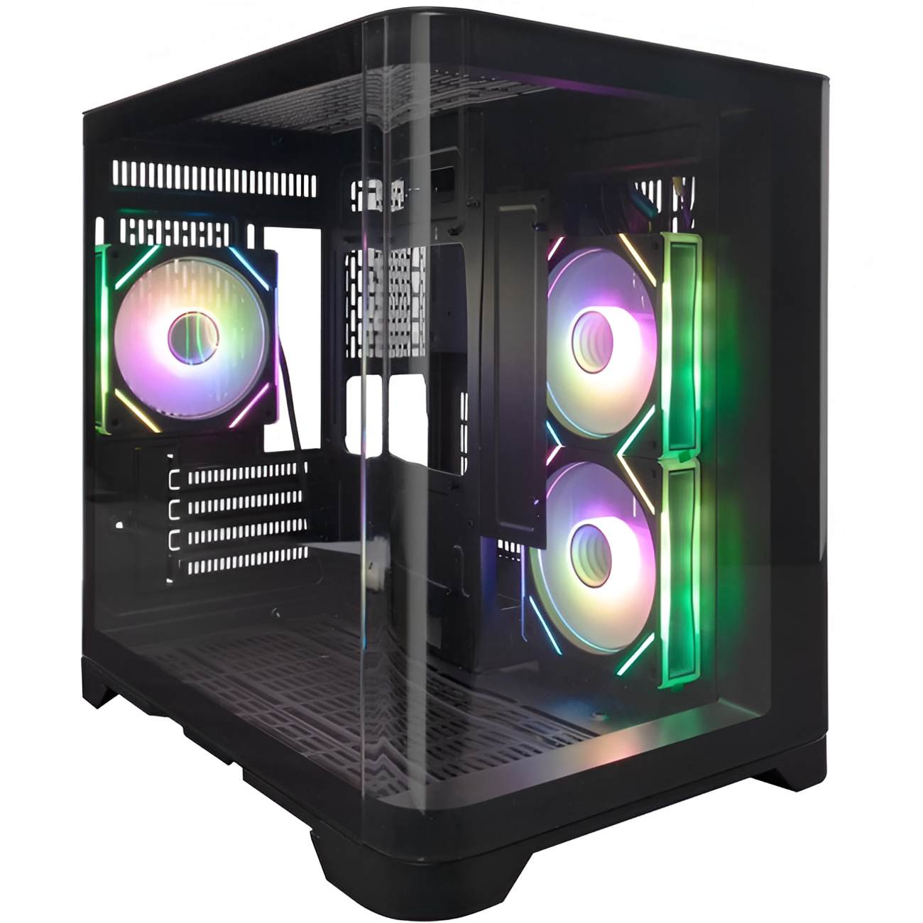Корпус Mini-Tower 1STPLAYER UVIEW UV5 ARGB, Micro-ATX, Black (UV5-BK-2FC7R-1FC7)