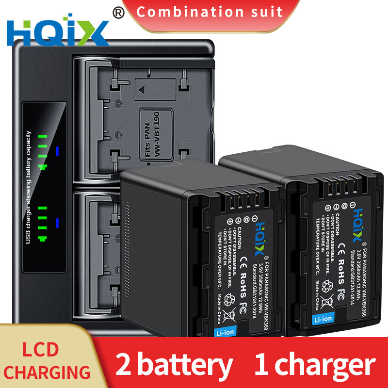 HQIX для Panasoinc HDC-SD40 SD60 SD80 SD90 HS70 HS80 HS85 SD99 SDX1 TM25 TM35 HS50 HS60 камера VW-VBK360 Двойное зарядное устройство Аккумулятор