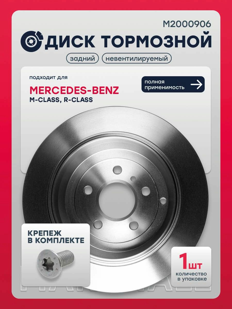 Диск тормозной задний Мерседес M W164, R, A1644231212, 1644230512, 1644231212, SD5607