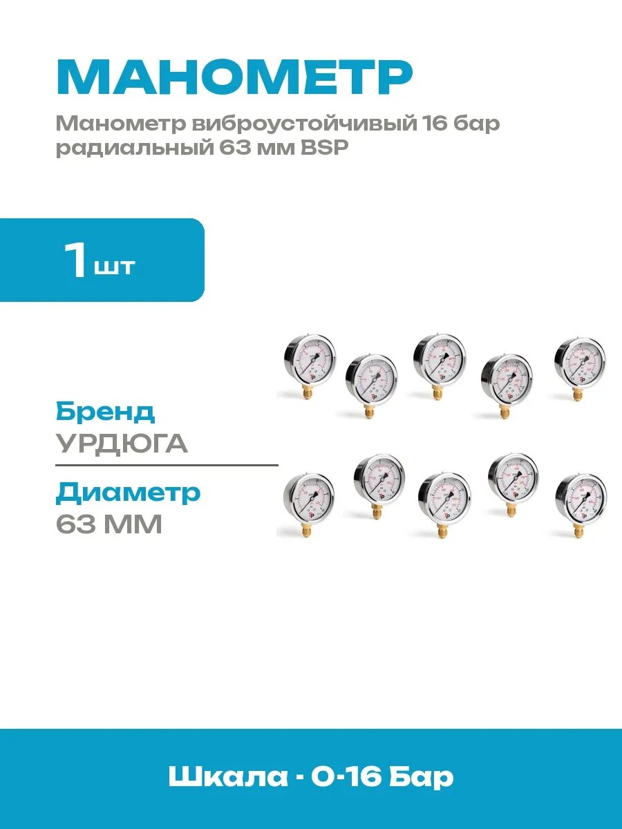 Манометр гидравлический виброустойчивый радиальный 63 мм