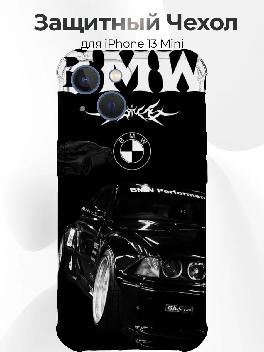 Чехол на iPhone 13 Mini черная BMW E34 бункер