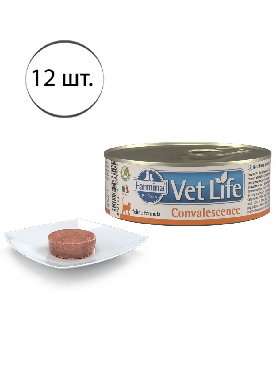 Влажный корм для кошек Farmina Vet life Convalescence, в период восстановления, 85 г (12 шт/кор)