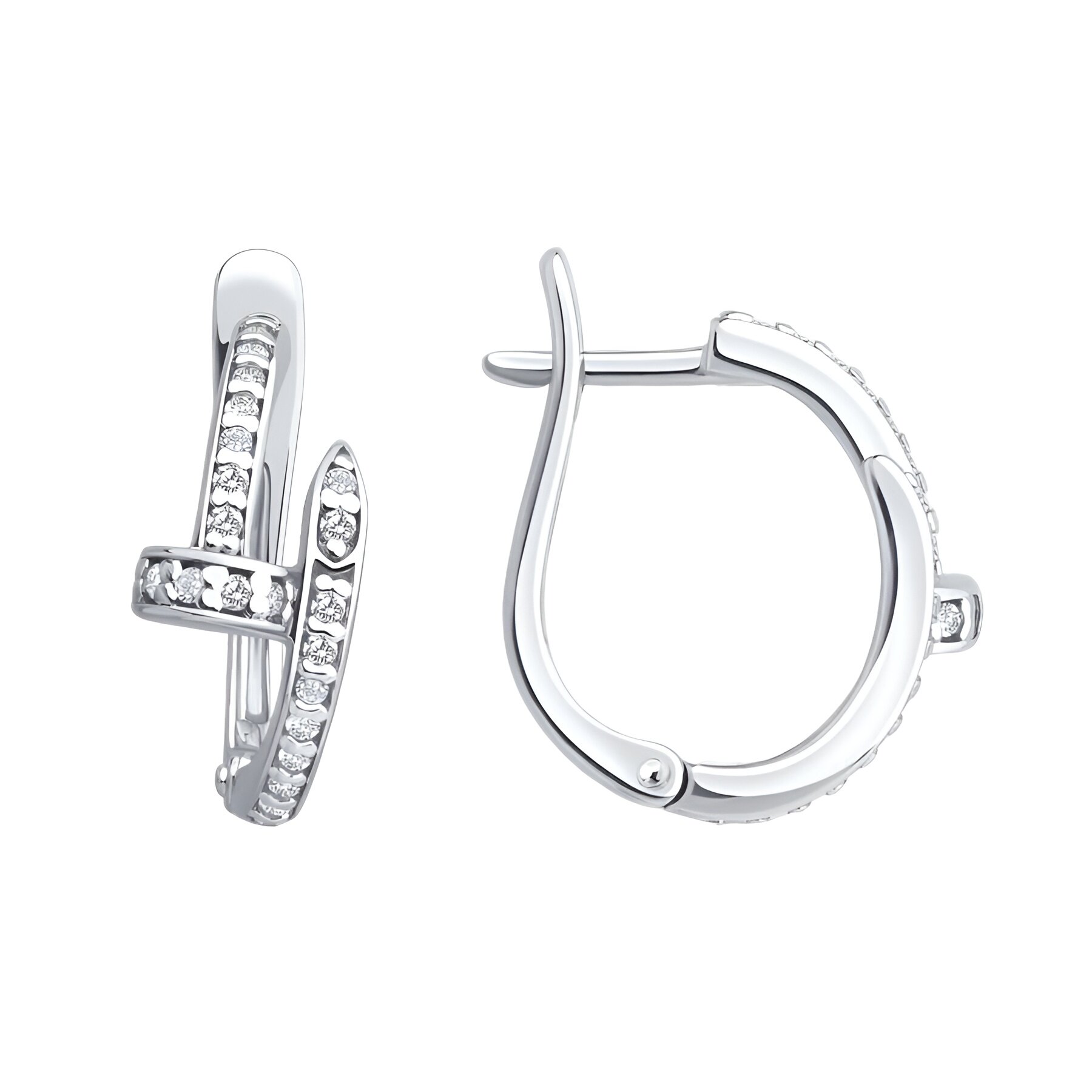 Серьги, серебро, 925 проба, фианит