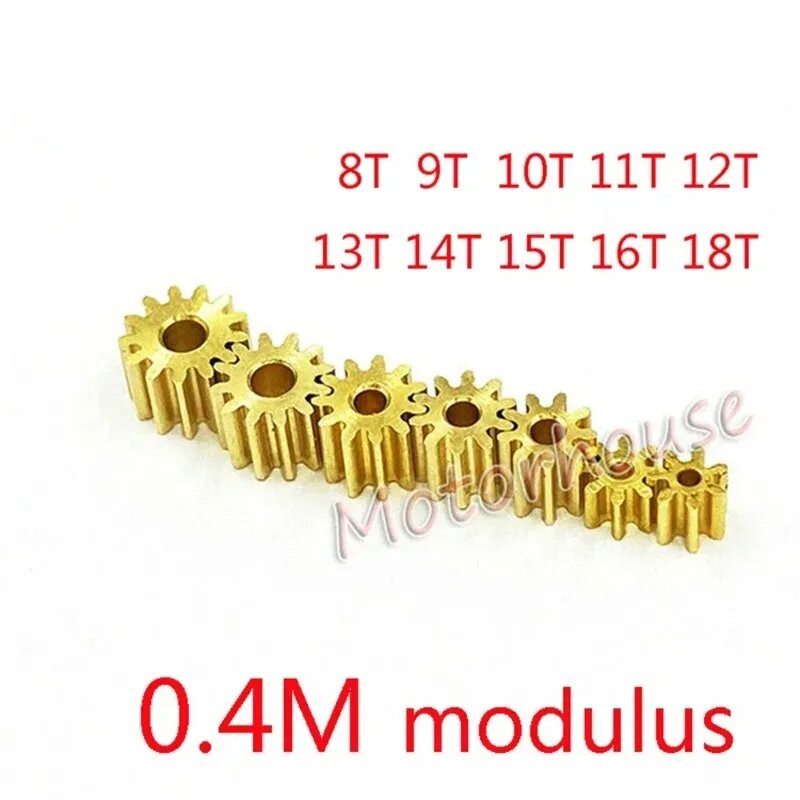 Шестерня медная 9T, вал 1.48мм, модуль 1-2мм
