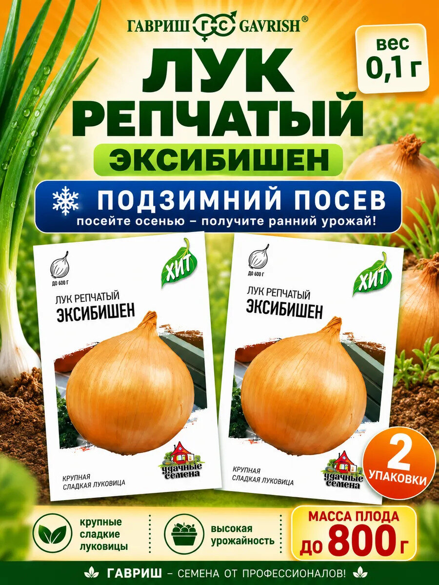 Семена сладкого лука репчатого Эксибишен, 2 пакета