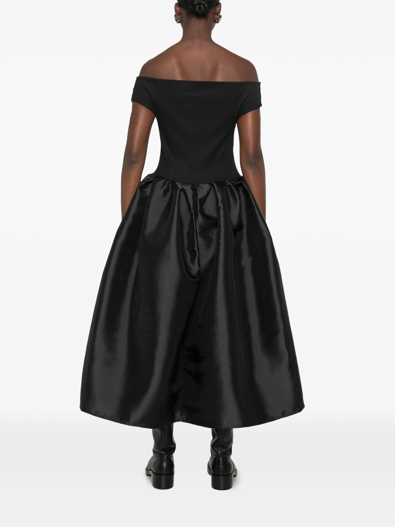 Платье Marques Almeida Off-shoulder puffed dress, размер 46, черный — фото 1