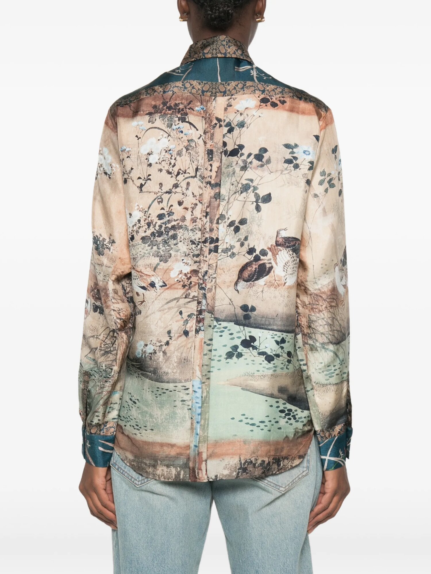 Накидка Pierre-Louis Mascia Landscape-print silk shirt, размер 46 — фото 1