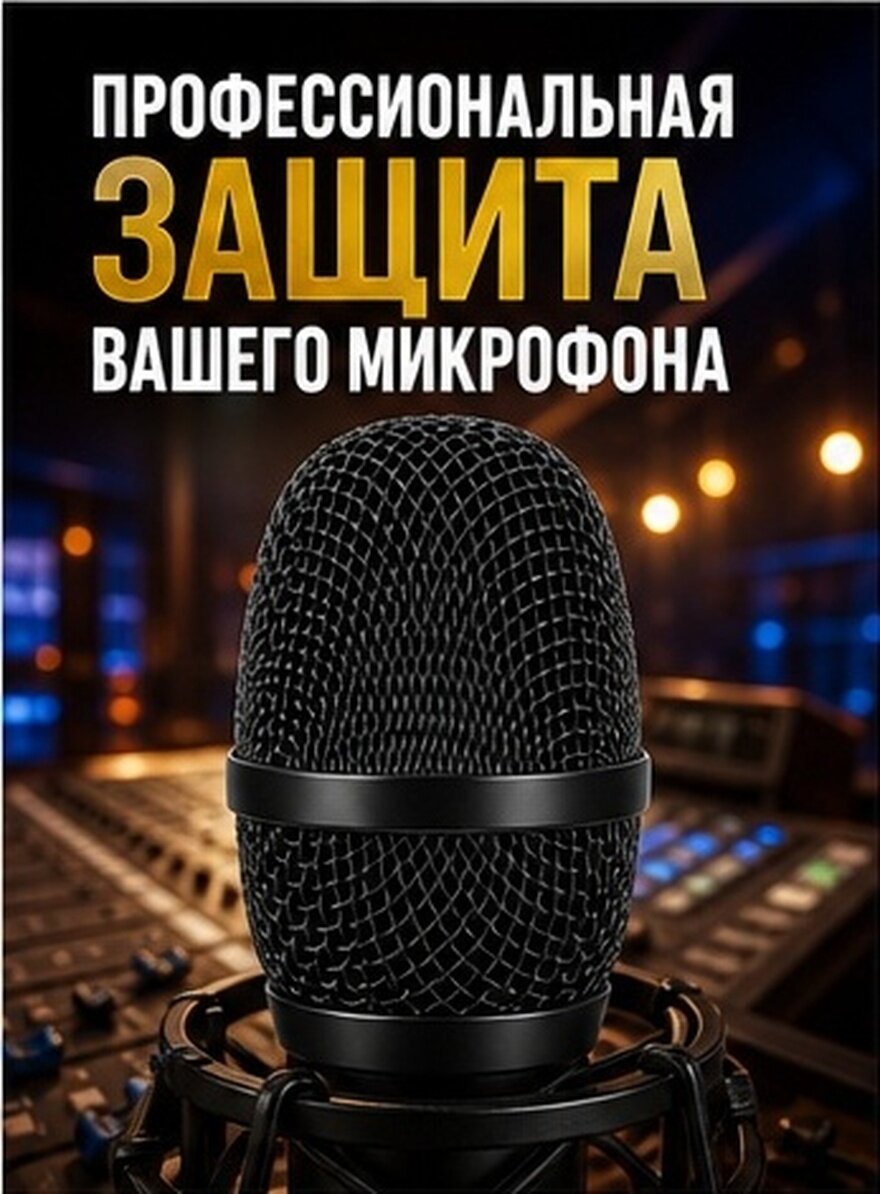 Металлическая сетка для микрофона с шарообразной головкой черного цвета для ручного микрофона