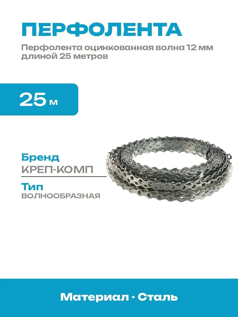 Перфолента волна PVA 12х0,75 мм оцинкованная 25 метров