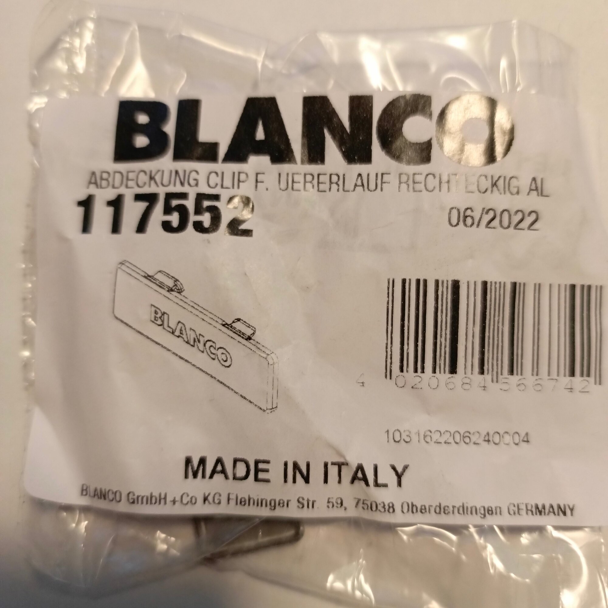 Blanco накладка крышки перелива C-overflow прямоугольный 117552