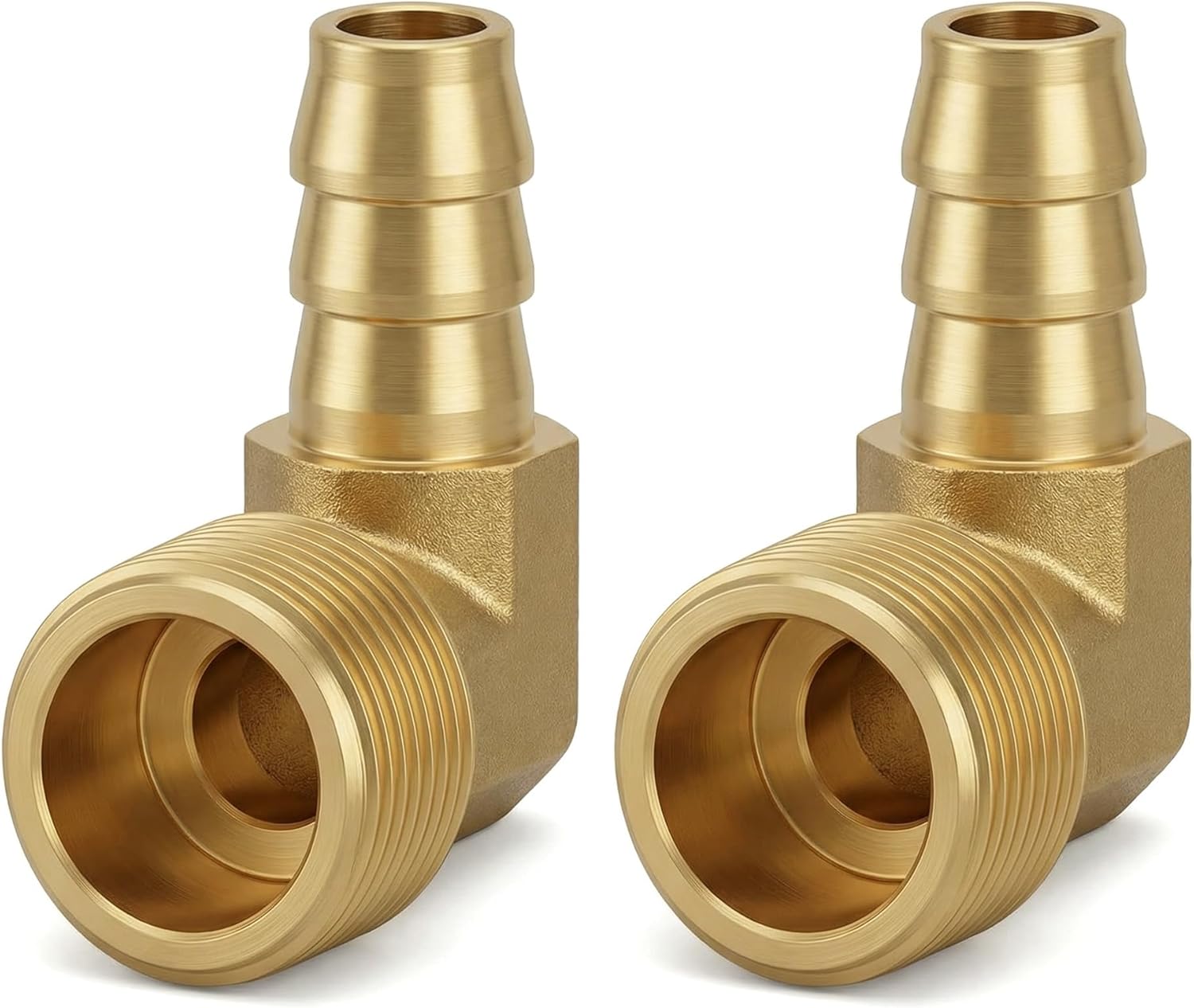 Латунный штуцер для шланга, угловой соединитель 90 градусов, 3/8 NPT на 3/8 Barb, фитинги топливопровода, переходник подключения к водопроводу и воздушной трубке, комплект из 2 штук.