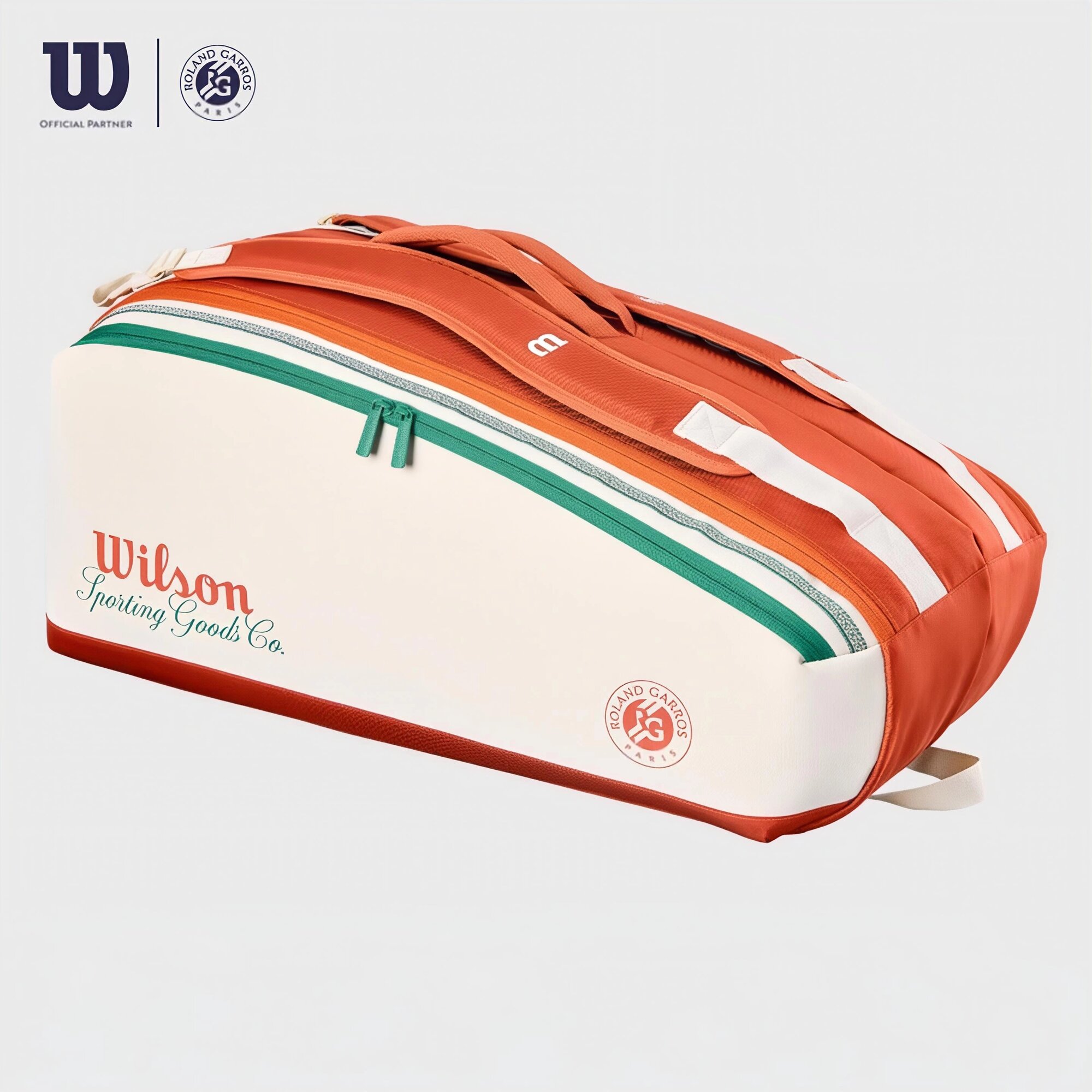 Сумка для теннисных ракеток Wilson ROLAND GARROS 2026 9PK RACKET BAG CREAM, на 9 ракеток