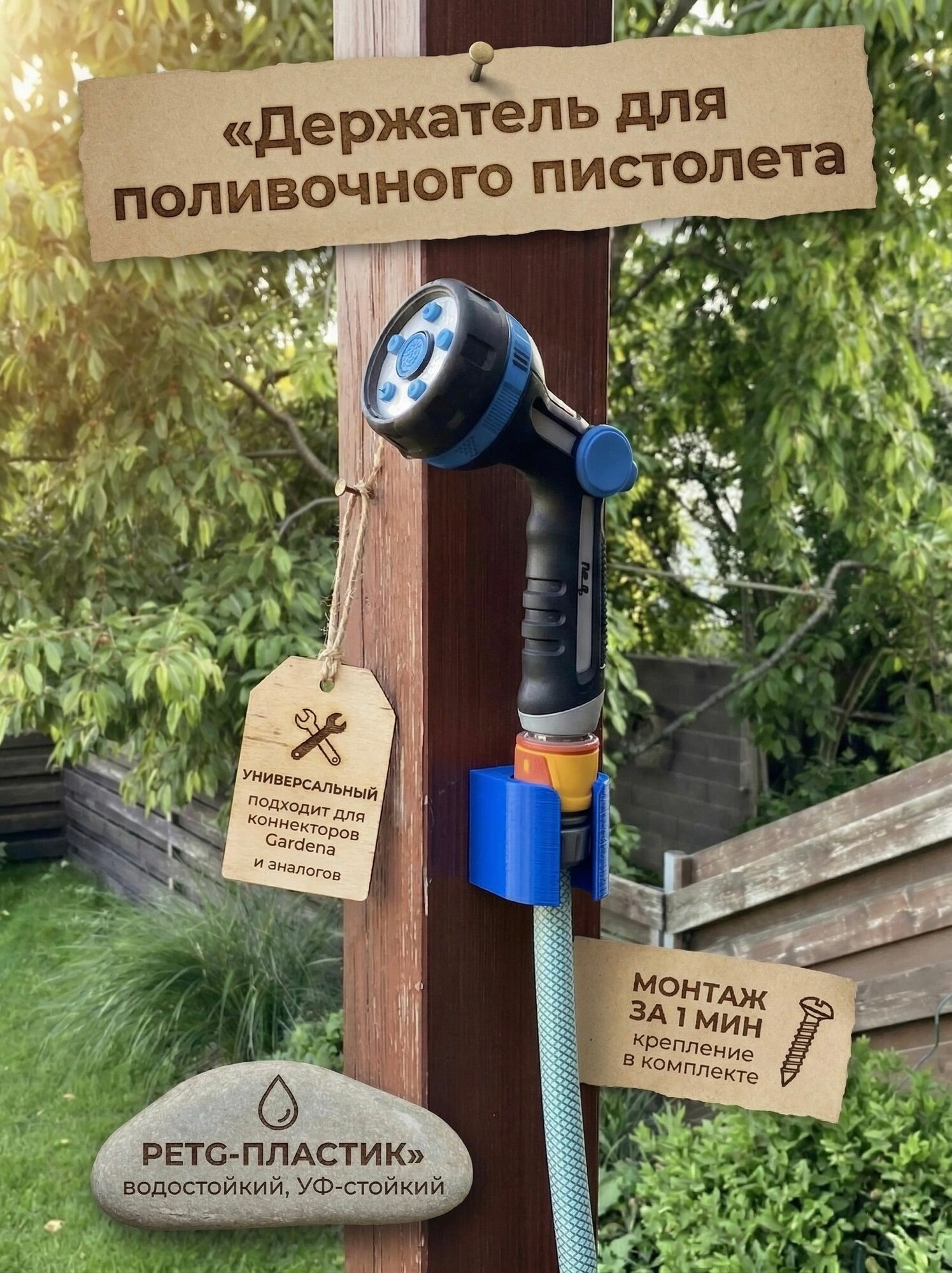 Держатель для поливочного пистолета, синий для оранжереи и теплицы