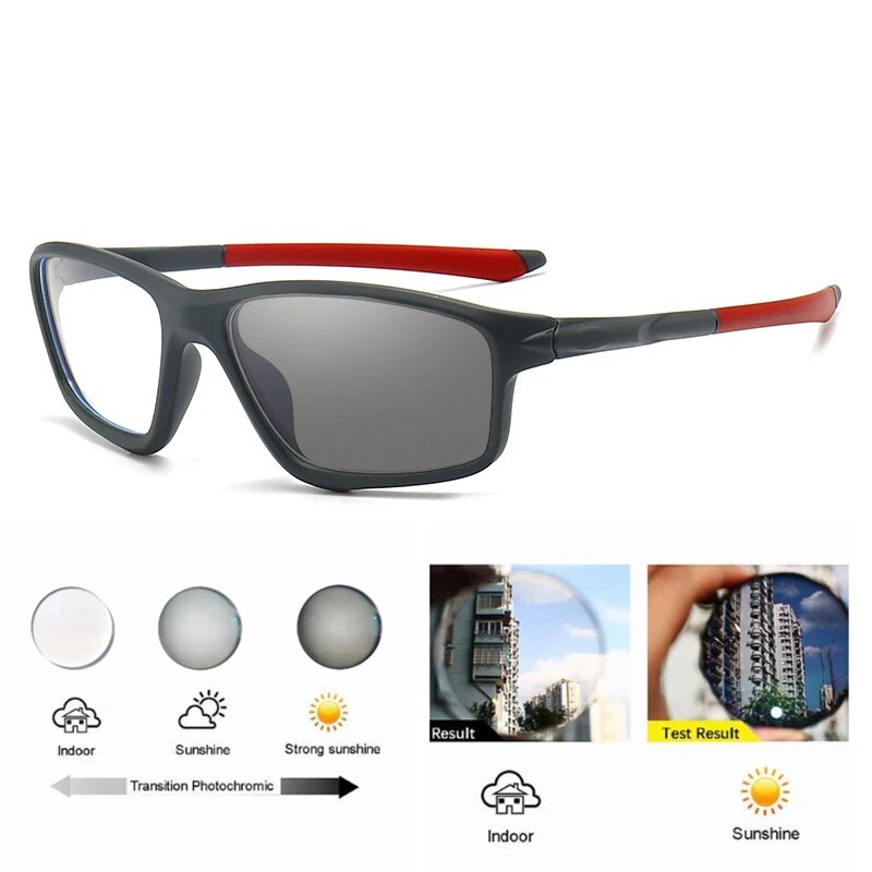 Фотохромные спортивные очки Gray Red +150