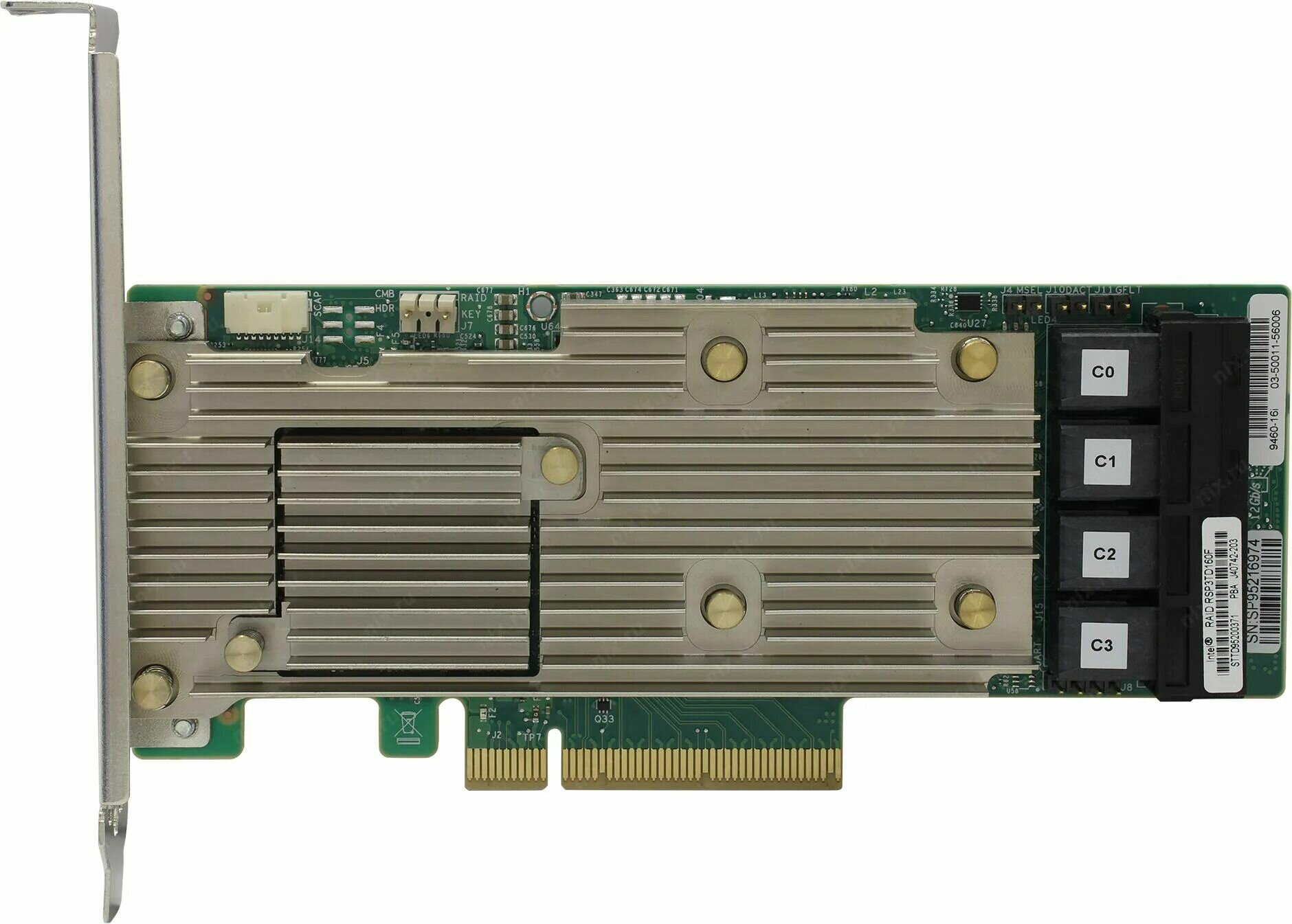 Контроллер LSI MegaRAID SAS9460-16i (PCI-E 3.1 x8, LP) SGL SAS12G, RAID 0,1,10,5,6, 50,60 16port (4*SFF8643), 4G onboard.