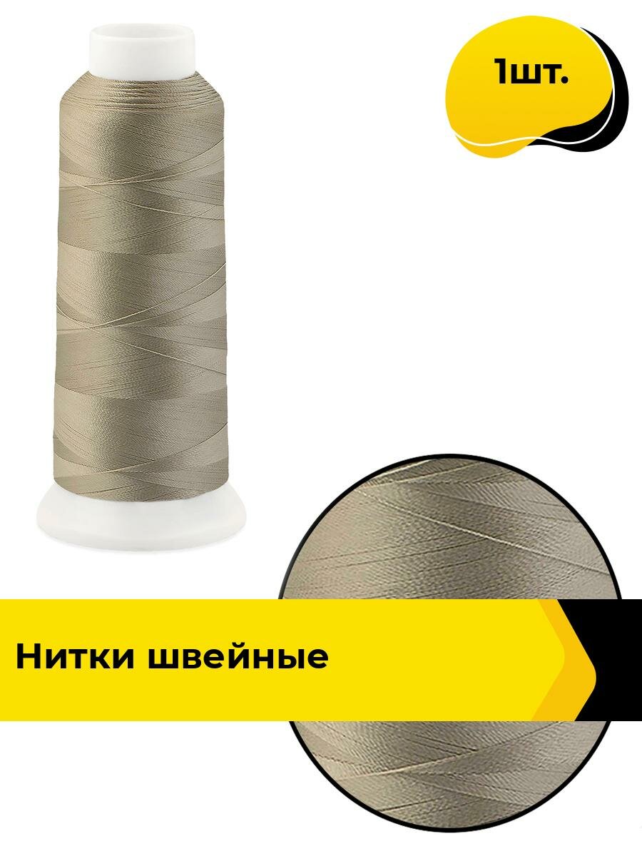 Нитки для вышивания и шитья на швейных машинах, толщина 120D\2, намотка 3000 ярд, 1 шт, цвет бежевый