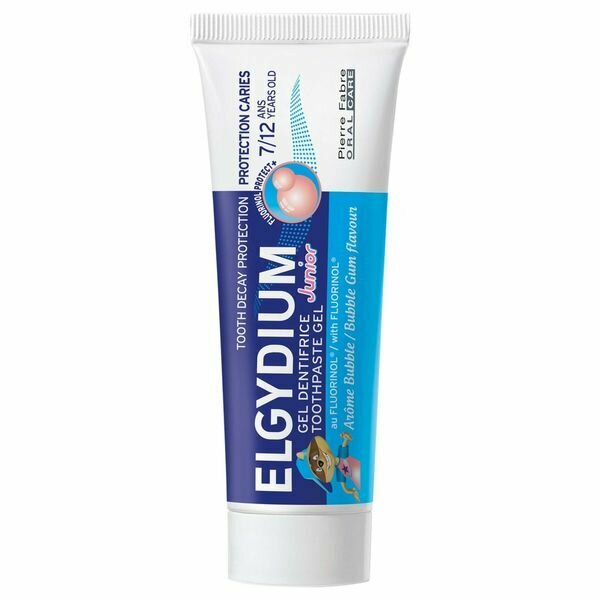 Паста-гель зубная защита от кариеса для взрослых и детей Aroma bubble Junior Elgydium/Эльгидиум 50мл