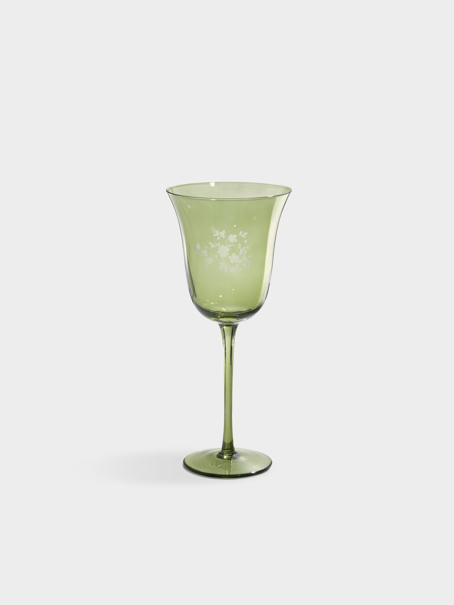 Бокал для вина, 350 мл, стекло, зеленый, Цветы, Lazio flower, Kuchenland