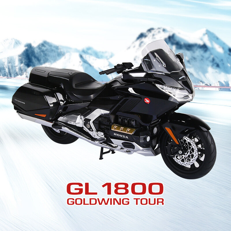 Модель мотоцикла Honda Goldwing 1:9, легированный металл, звук и свет, игрушка для мальчика 7+