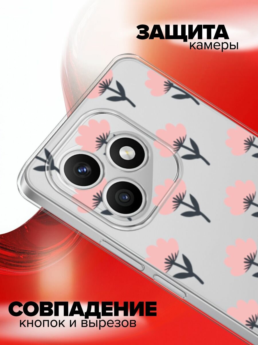 Чехол на Honor X8d / Хонор X8d с принтом Паттерн облачные цветы — фото 1