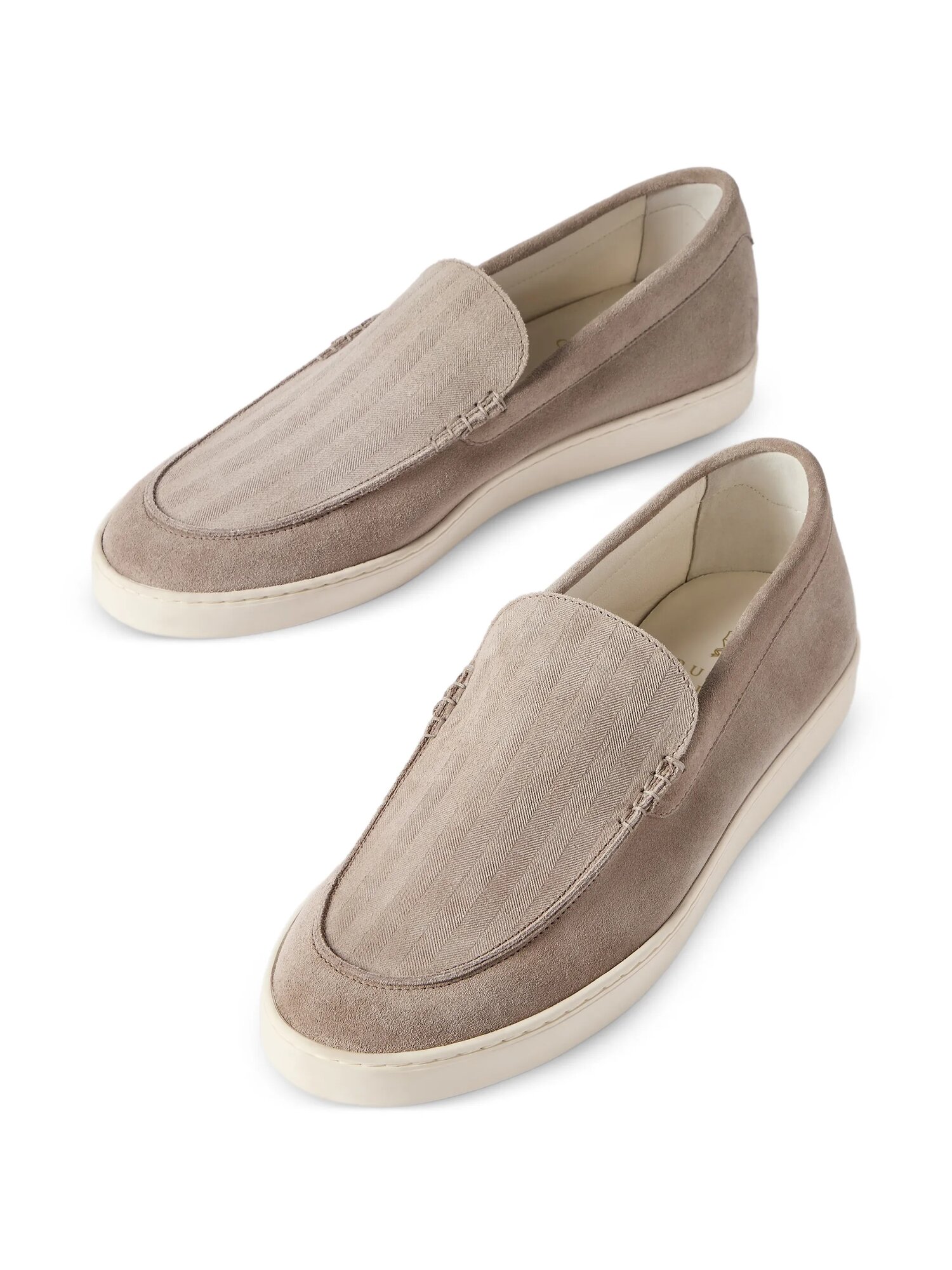 Лоферы BRUNELLO CUCINELLI Chevron-effect suede loafer sneakers, размер 45, brown — фото 1