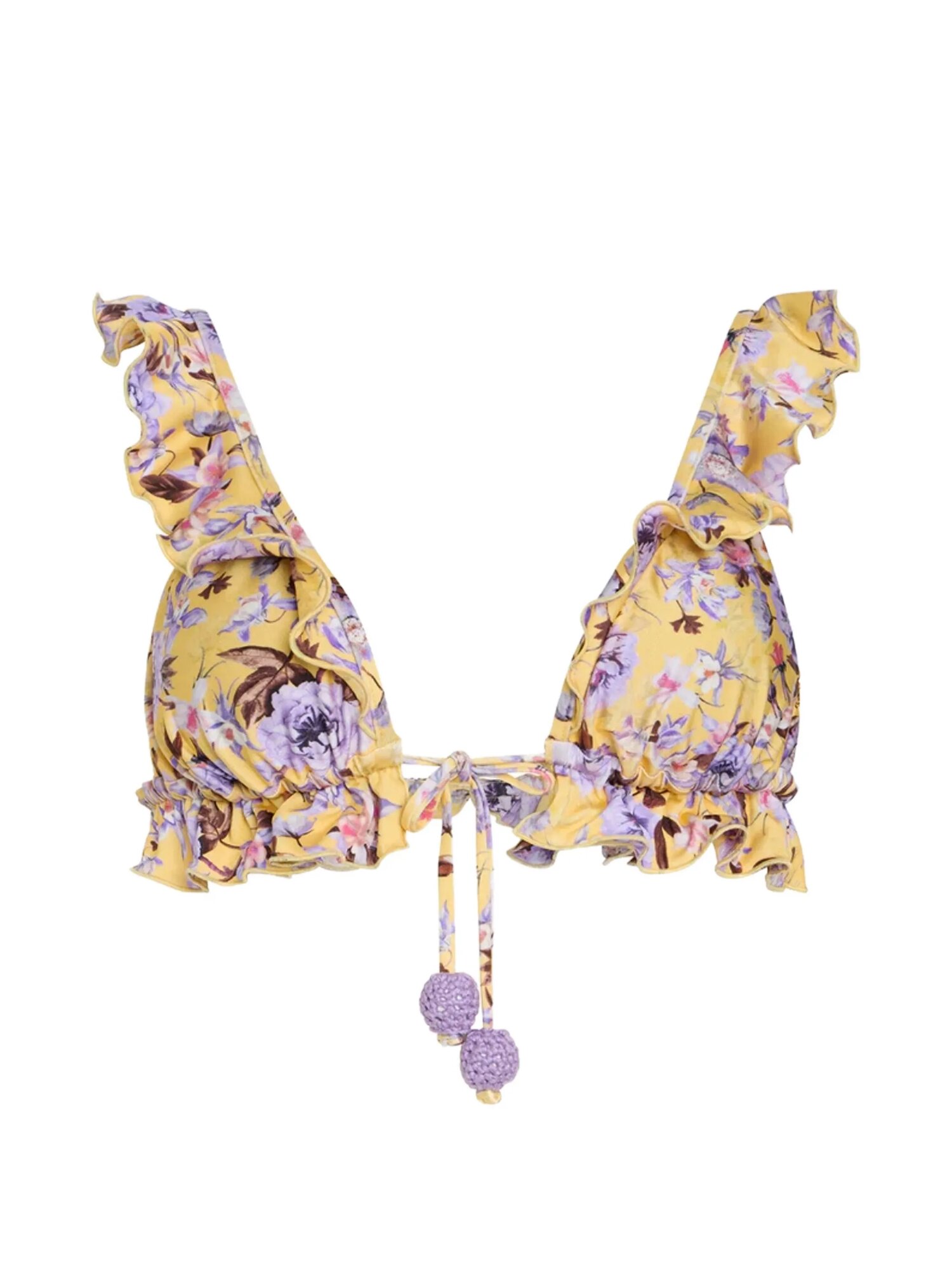Купальник Floral-print ruffled bikini top