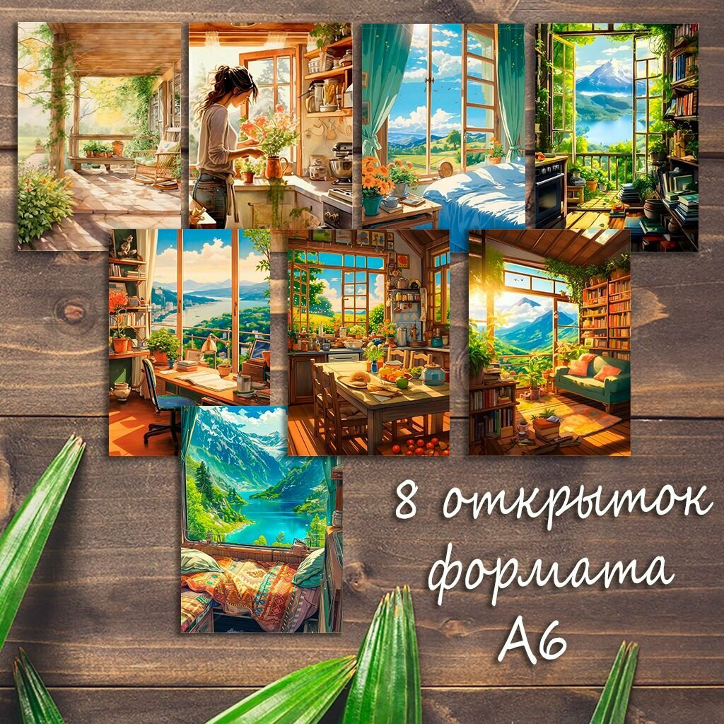 Большой набор открыток Домашний уют, 8 штук