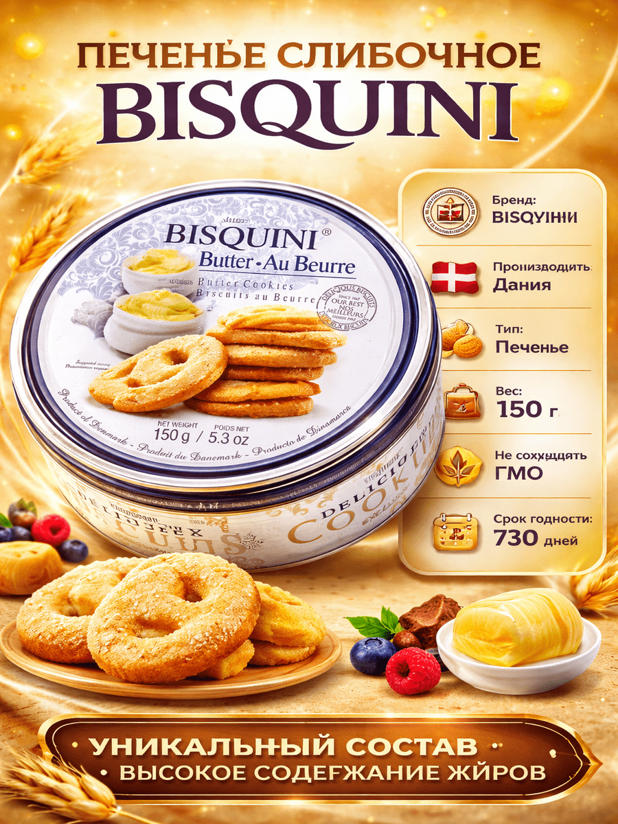Печенье сливочное Bisquini, 150г