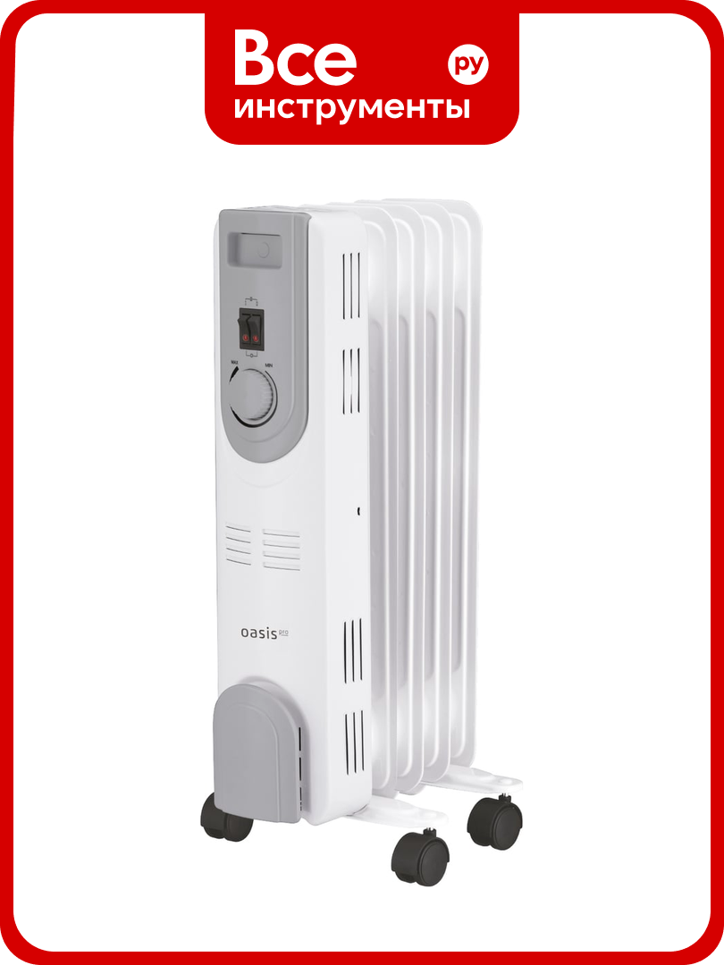 Масляный радиатор OASIS PRO модель OS-10 с регулируемым термостатом, световым индикатором, белый корпус