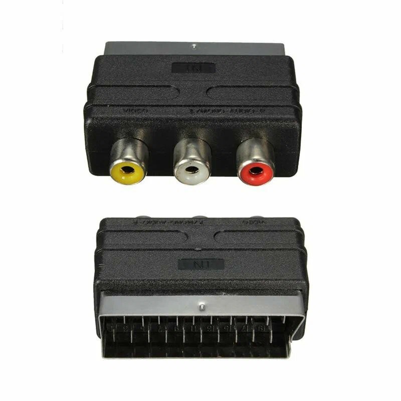 Адаптер-переходник Scart-3RCA, для аудио- и ТВ-техники, черный — фото 1