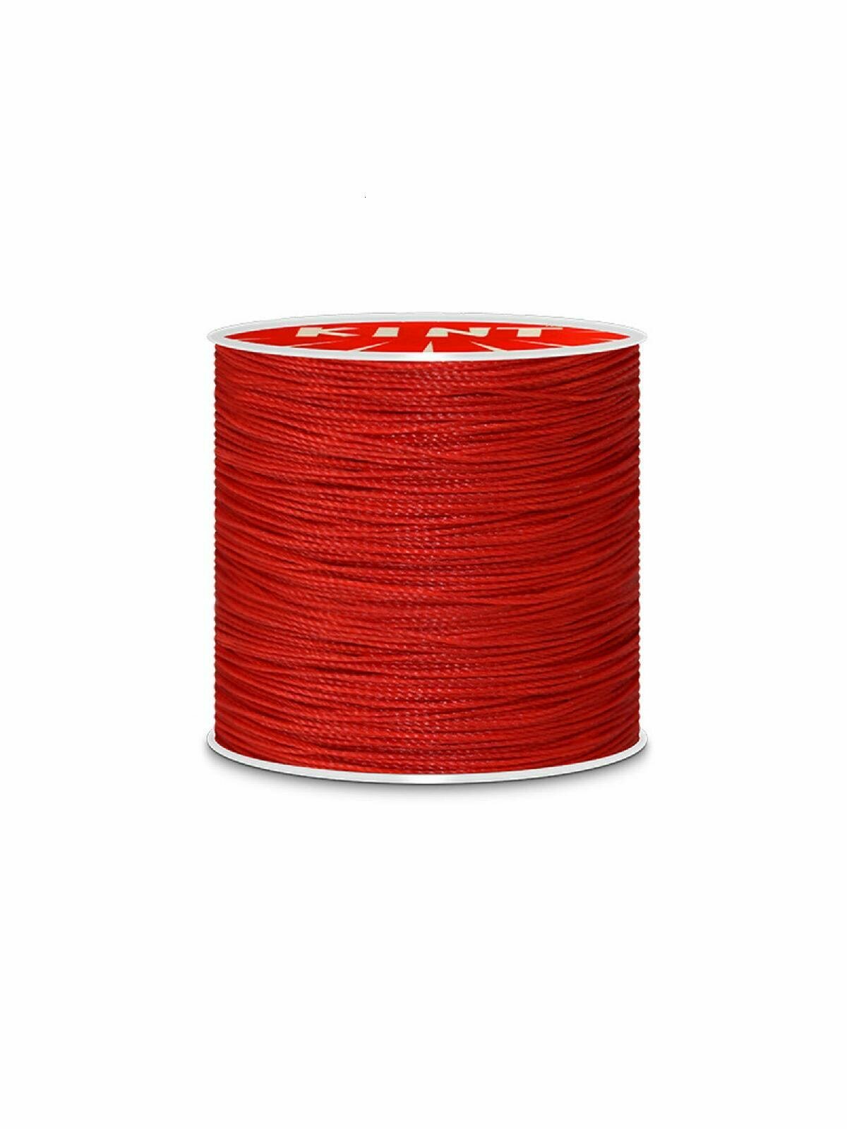 Вощёная полиэстеровая нить для браслетов, красный - 0.5mm