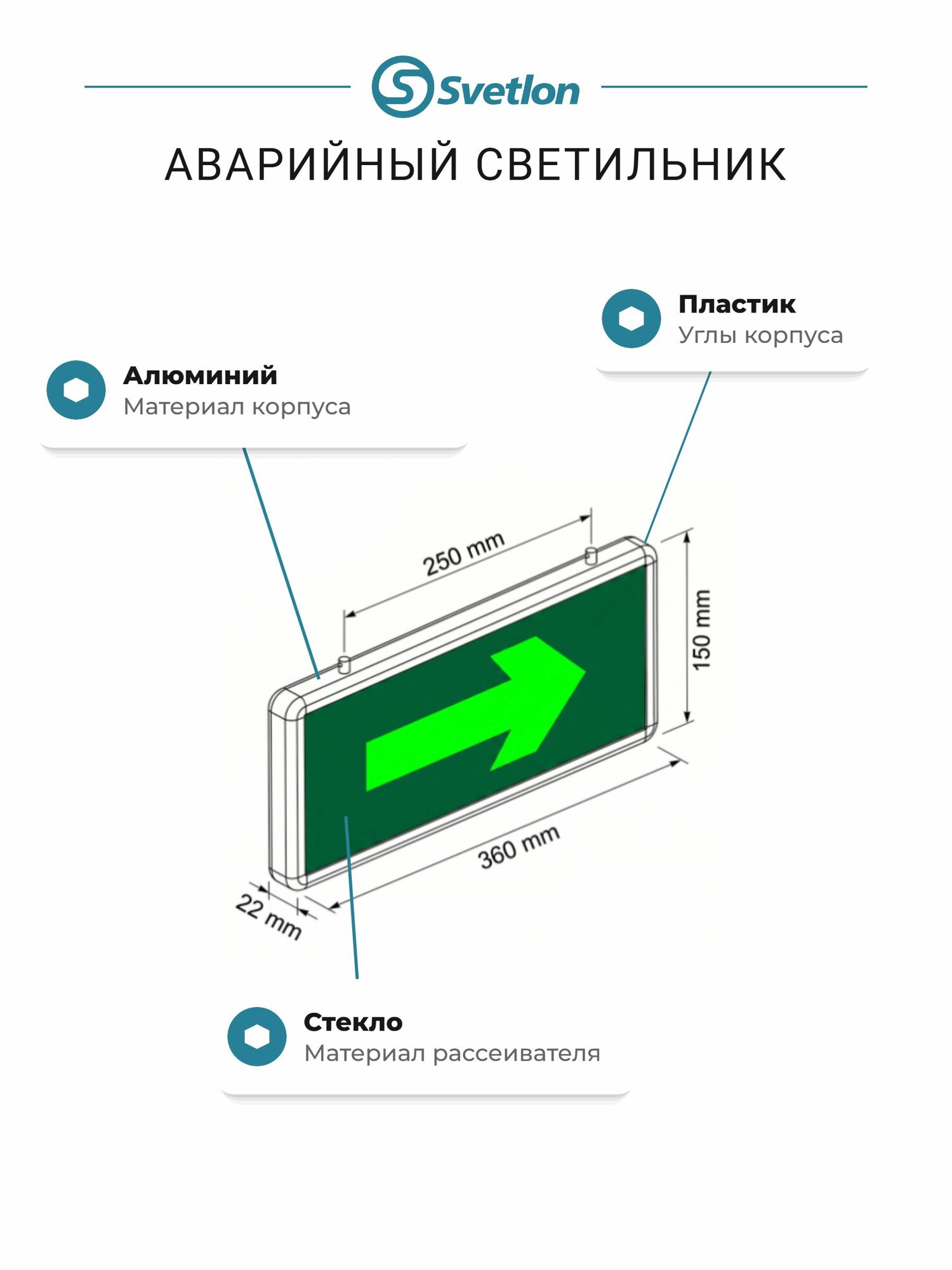 Аварийный светильник указатель вправо стрелка MBD-200N
