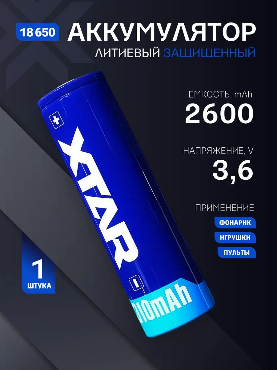 Аккумулятор 18650 Li-ion, литий ионный АКБ 3.6V 2.6Ач 4.5A
