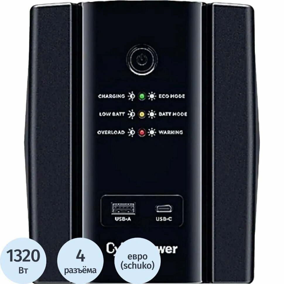 ИБП CyberPower UT2200EG лин.-инт. 2200Ва/1320Вт USB/RJ11/45, 2098260