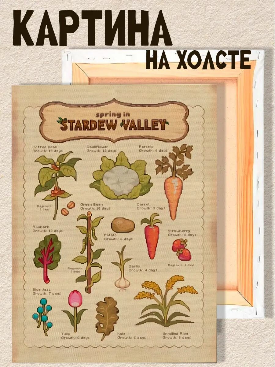 Картина на стену Stardew Valley, на подрамнике, 1шт, 38х25 размер.