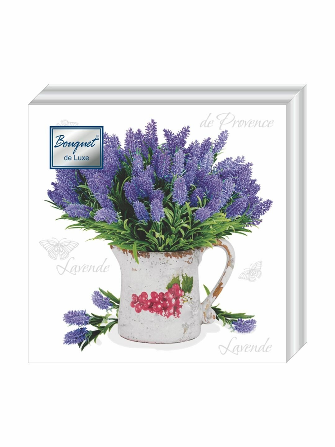 Салфетки бумажные трехслойные "Art Bouquet de Luxe" Лаванда, 24х24см, в пачке 25 штук